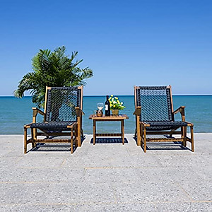 SAFAVIEH Outdoor Collection Chantelle Natural/Black Woven 5-Piece Patio Set