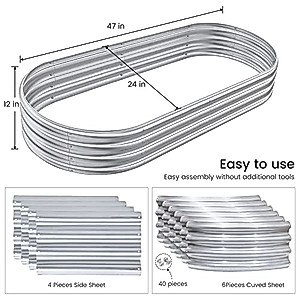 CHALAIR Outdoor Galvanized DIY Raised Garden Bed Kits, Sturdy and Durable, Oval Design Provides Sufficient Space for Planting Vegetables and Other Plants.
