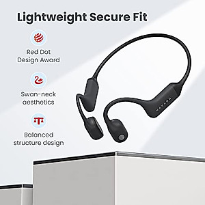 HAYLOU PurFree Bone Conduction Headphones Open-Ear Bluetooth 5.2 Sport Headphones -IP67 Waterproof Wireless Earphones for Cycling and Running - CVC Dual Microphone Noise Reduction Call, Bright Black