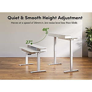 BANTI Height Adjustable Electric Standing Desk with 4 Drawers, 48 x 24 Inch Table with Storage Shelf, Sit Stand Desk, White Top