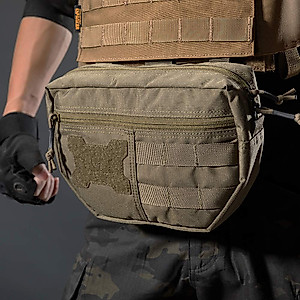 EXCELLENT ELITE SPANKER Tactical Drop Dump Pouch Molle Tool Pouch with Hook & Loop Carrying Kit Bag for Tactical Vest Chest Rig(Ranger Green)