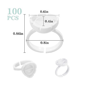 Limko Glue Rings 100PCS Cute Glue Cups Eyelash Glue Holder Makeup Cup for Lash Extensions Supplies (Triangle White)
