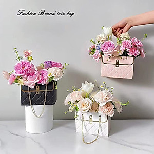 BALINS 5PCs Paper Flower Gift Bags Bouquet Bags Box with Handle Florist Bag Handbag Gift Case Wedding Valentine's Day Gift Wrap Bags (Pink)