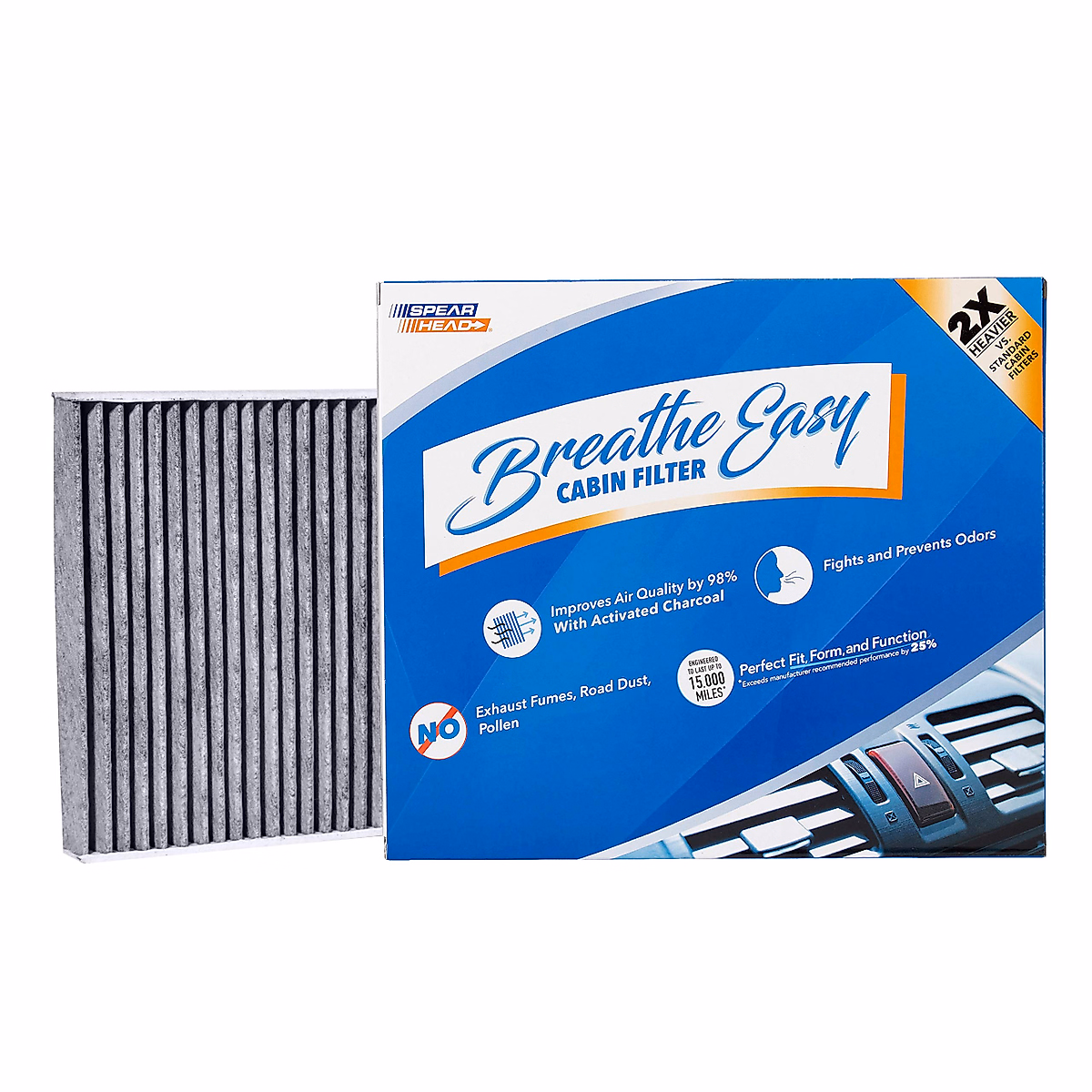 Spearhead Odor Defense Breathe Easy AC & Heater Cabin Filter | Fits Various 2016-24 Toyota/Lexus/Subaru Like OEM | Up to 25% Longer Lasting w/Activated Carbon (BE-157)