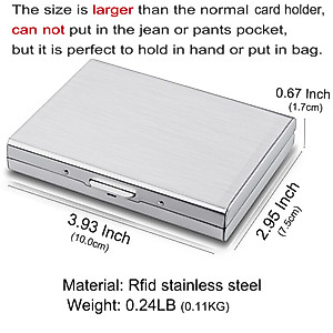 EASTNIGHTS RFID Credit Card Holder Protector Metal Credit Card Wallet Business Card Holder for Men Women Gift Box Package (Silver)