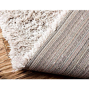 Unique Loom Opulence Shag Collection Plush, Lustrous, Solid, Modern Area Rug, 9' 0" x 12' 0", Blonde