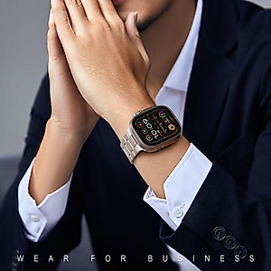 Wolait Ultra 2 Watch Band Compatible Apple Watch Ultra Band 49mm & Series 10 46mm,Genuine Titanium iWatch Bands with Button Clasp for Men,Natural Titanium