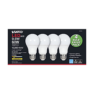 Satco S39596 9.5A19/LED/827/ND/120V/4PK - 4-Pack