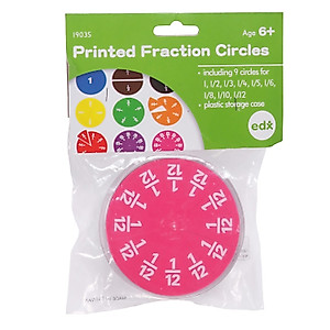 edxeducation Fraction Circles - Set of 51 - 9 Values and Colors - Teach Fraction Equivalents and Parts to Whole