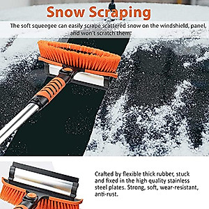 ATDIAG 41" Snow Brush and Ice Scraper for Car Windshield,270° Pivoting Brush Head with Squeegee,Telescoping Ice Scraper, Foam Grip,3 in 1 Extendable Snow Scraper and Brush for Car Trucks SUV, Orange