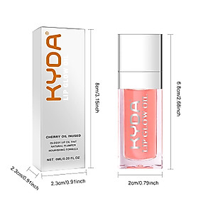 KYDA Hydrating Lip Glow Oil, Moisturizing Lip Oil, Glossy Transparent Plumping Lip Gloss, Tinted Lip Oil for Lip Care and Dry Lips-Pink
