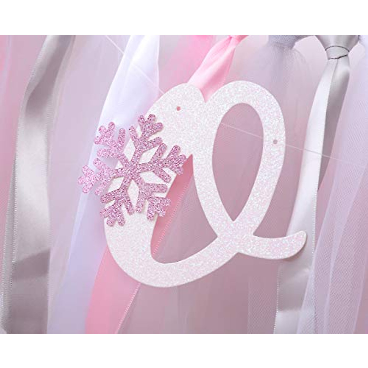 Winter Alderland Snow High Chair Tutu - 1st Birthday high Chair Banner, Smash Cake Photo Props, Winter Wonderland Snowflake Design ONE, 1st Birthday Photo Background. (Snowflake)