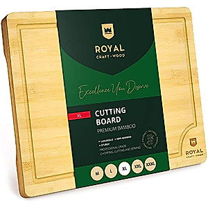 Extra Large Wooden Cutting Boards for Kitchen Meal Prep & Serving - Bamboo Wood Cutting Board with Deep Juice Groove - Charcuterie & Chopping Butcher Block for Meat - Kitchen Gadgets Gift (XL 18x12")