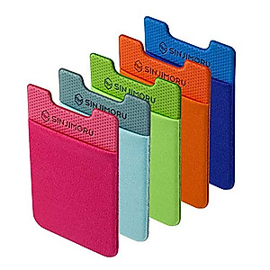 Sinjimoru Basic Cell Phone Wallet Stick on, Phone Card Holder for Back of Phone Functioning as Adhesive iPhone Wallet & iPhone Card Holder. Sinji Pouch Basic 2 Black 3 Pack…