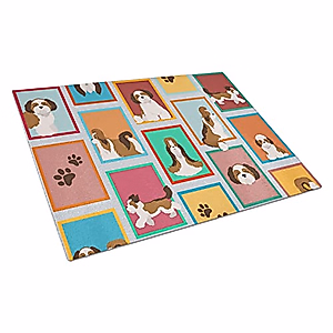Caroline's Treasures MLM1117LCB Lots of Shih Tzu Glass Cutting Board Large Decorative Tempered Glass Kitchen Cutting and Serving Board Large Size Chopping Board