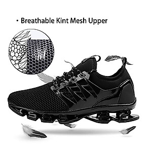 SKDOIUL All Black Tennis Shoes Black Mens Walking Shoes Black Shoes for Men mesh Breathable Slip on Walking Shoes Fashion Casual Sneakers Black Size 9