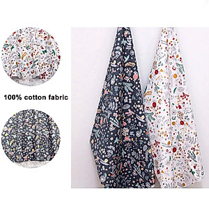 Hanjunzhao Checked Striped Floral Quilting Fabric, Dark Blue Gray Fat Quarters Fabric Bundles,18 x 22 inches