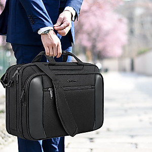 EMPSIGN 17.3 Inch Laptop Bag Briefcase, XL Gaming Computer Bag Laptop Case for Men & Women, Water Repellent, Office Carrying Case Shoulder Bag for Work Business Commute Travel School-Black