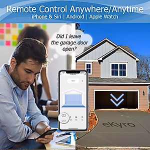 eKyro Smart Garage Door Opener - Universal WiFi Remote Controller Compatible with Alexa, Google Home, iPhone, Siri, Android, Door Left Open Alert, Door Security Systems, Updated Model