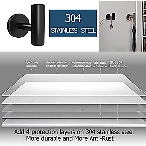 Towel Hook for Bathrooms Wall Mount Coat Hook Matte Black Towel Hook 304 Stainless Steel Robe Hook Heavy Duty Door Hanger Black Hooks for Bathroom Bedroom Kitchen