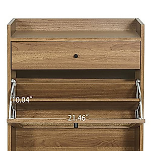 Pvillez Shoe Storage with Flip Drawers & Open Shelves,NaturalRattan Shoe Cabinets,Shoe Organizer RackWooden Shoe Organizer for Entryway/Bedroom/Living Room/Apartment,Free Standing