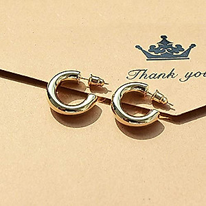 Wlane Small Thick Gold Hoop Earrings for Women, Chunky Gold Hoops 20mm(8 inch)