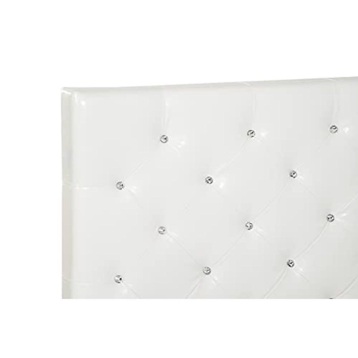 Happy Homes Lexi Upholstered Bed Frame with Headboard /Diamond Button Tufted /Faux Leather /Wood Slats Included /Easy Assembly/Box Spring Platform Needed /Works with Memory Foam Mattress Twin White