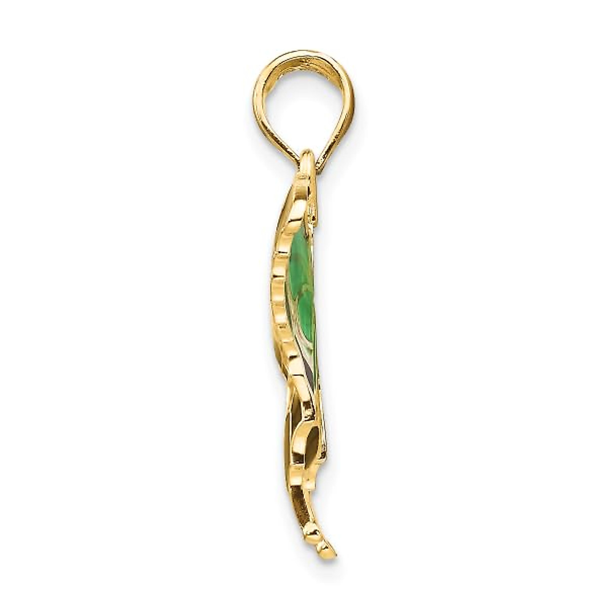 IceCarats 14K Yellow Gold Green Butterly Necklace Charm Pendant 25mm x 31mm Only
