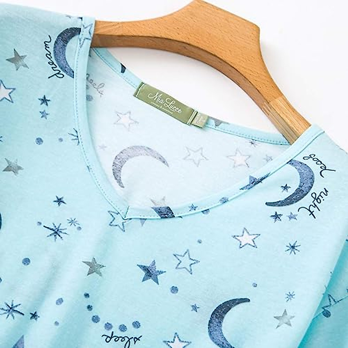 ENJOYNIGHT Women's Pajama Set Short Sleeve Shirt and Shorts Sleepwear V Neck Pjs with Pockets (X-Large, Star)