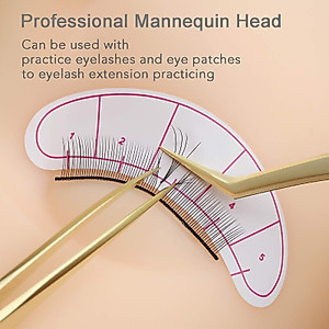 EMEDA Lash Mannequin Head Pratice Kit with 25 Pairs Pratice Strip Lashes for Training Eyelash Extensions Eyelash Mannequin Head Set with 20PCS Gift