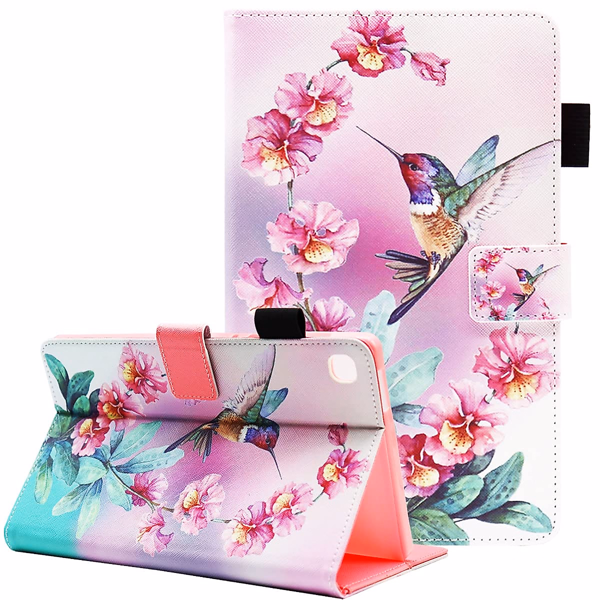Nannxiebky Samsung Galaxy Tab A7 Lite Case 8.7 Inch Cover Model SM-T220 T225 T227, Multi-Viewing Angle Folio Wallet Stand Case for Galaxy A7 Lite 8.7" 2021 Tablet, Bird Flower