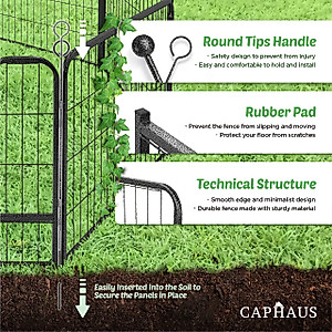 CAPHAUS Decorative Garden Fence, 24 Inch x 21 FT Heavy Duty Iron Fencing Landscape Patio Flower Bed Animal Barrier Border Edging Section, Panel Decor, Folding Wire Fence for Yard for Dog Outdoor