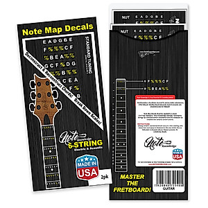 Guitar Fretboard Note Map Decals/Stickers for learning and Practicing Notes, Chords and Scales on Electric and Acoustic Guitar