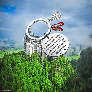 LQRI Wizard Oz Shoe Keychain Dorothy Ruby Gifts Be Confident in Whatever Direction You Choose to Go Ruby Red Slippers Keychain Inspirational Gifts for Her (silver)