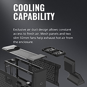 Cooler Master MasterCase NC100 SFF Small Form Factor 7.9 Liter Case with V650 Gold SFX PSU, GPUs 2.5 Slots up to 320mm for Intel(r) NUC 9 Extreme Element, Black