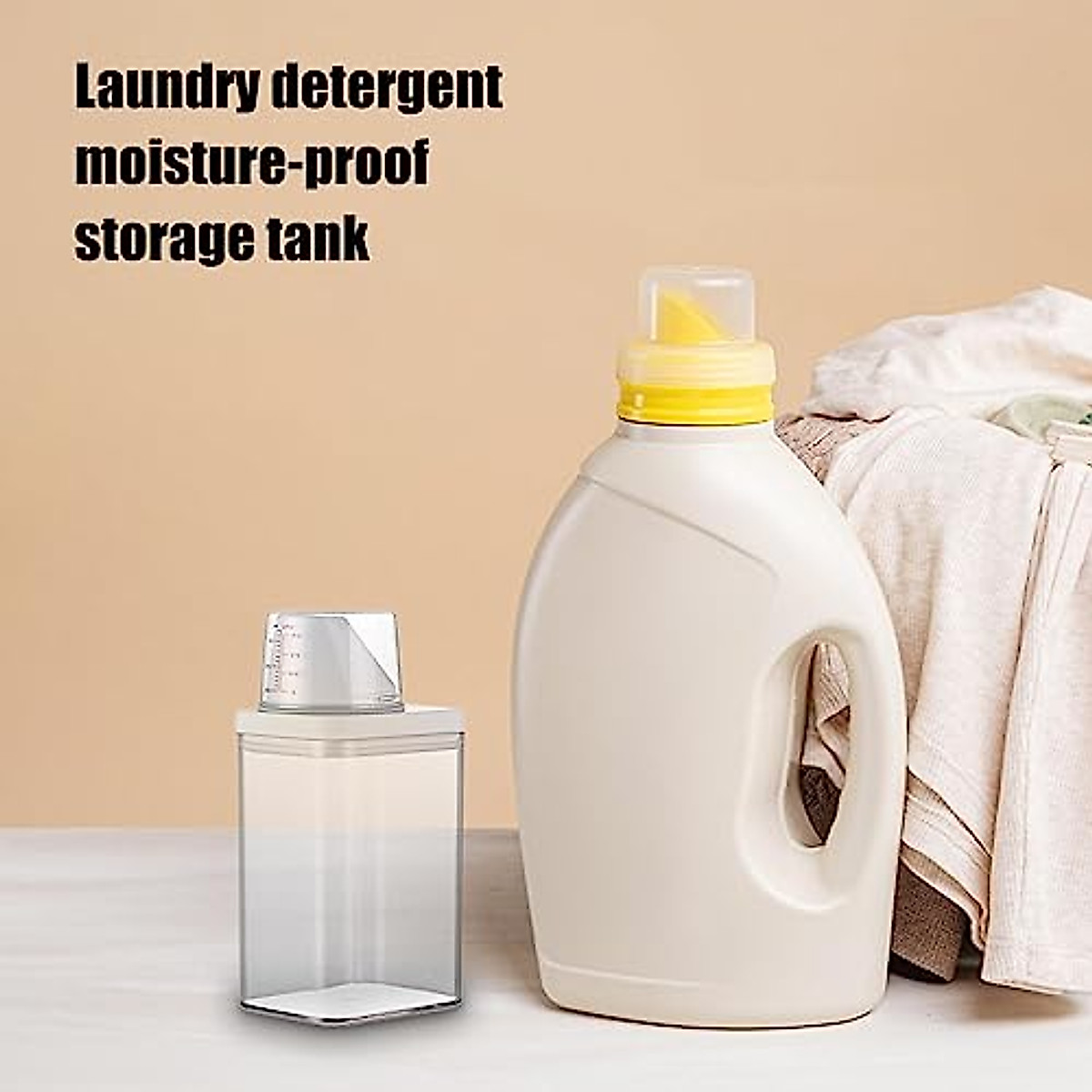 Laundry Powder Bin, Household Washing Powder Storage Container, Laundry Detergent Powder Storage Box,With Measuring Cup Rice Storage Bottle Laundry Powder Box （1100ml）