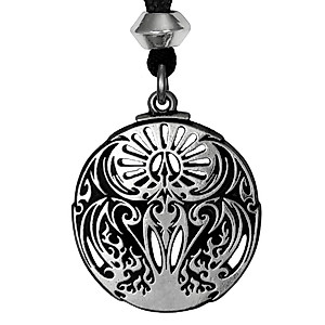 Large Phoenix Pendant Necklace for Men, Pewter Gift, 1.25 inch (3.1 cm) Diameter