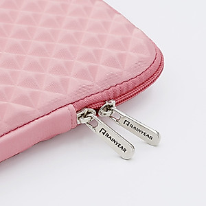 RAINYEAR 11 Inch Laptop Sleeve Diamond Foam Shock Resistant Neoprene Case Fluffy Lining Cover Carrying Bag Compatible with 11.6'' MacBook Air Surface for 11" Chromebook Computer Tablet Notebook (Pink)