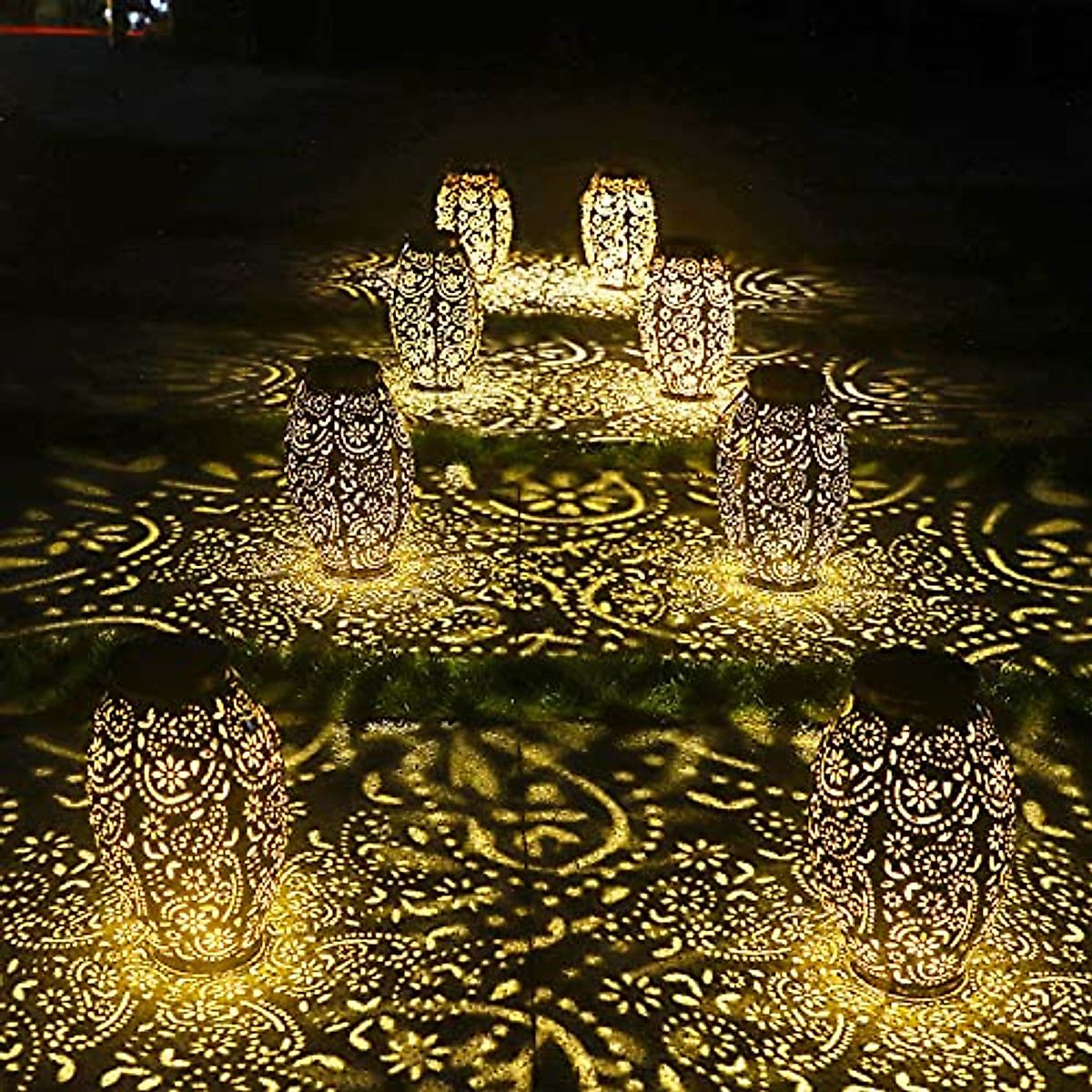 ANTING Solar Lantern Lights Outdoor Hanging Garden Solar Lanterns with Handle LED Light Waterproof Solar Powered Retro Metal Lanterns Decorative for Table Patio Yard Pathway Courtyard Porch