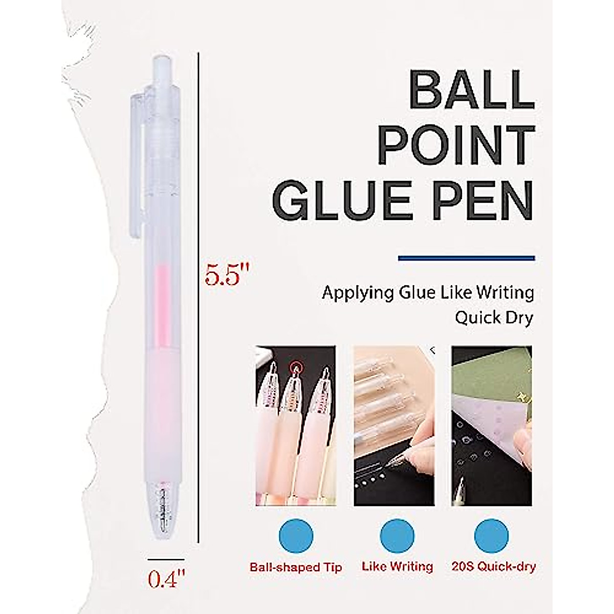 Oythiem Ball Point Glue Pen - Applying Glue Like Writing, Kids-Friendly Precise Apply and Easy Control, Quick Dry Glue Pen for Crafting, Scrapbooking, Card Making, Kids School Craft Supplies (6-Pack)
