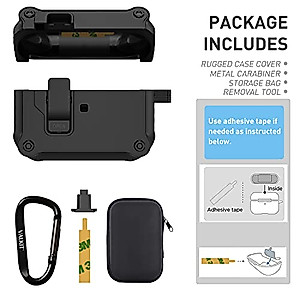 Valkit Compatible Airpods Pro Case Cover with Lock, Military Rugged Shockproof AirPod Pro Case for Men Women Hard Shell iPod Protective Skin with Keychain for Air Pod Pro Charging Case, Black
