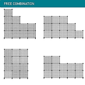 ANWBROAD Wire Cube Storage Organizer, 12 Cube Metal Grid, Wire Shelves Organizer, C grids panels, Stackable Modular Bookshelf, Ideal for Bedroom Living Room Office 11.8” x 11.8” Black ULWT012B