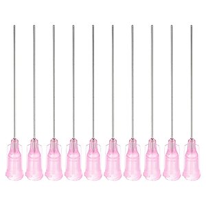 PATIKIL 20Ga x 2 Inch Dispensing Needle Tips, 10Pcs Stainless Steel and Plastic Glue Needle Tube Blunt Tips with Luer Lock for Glue Oil Applicator, Light Pink