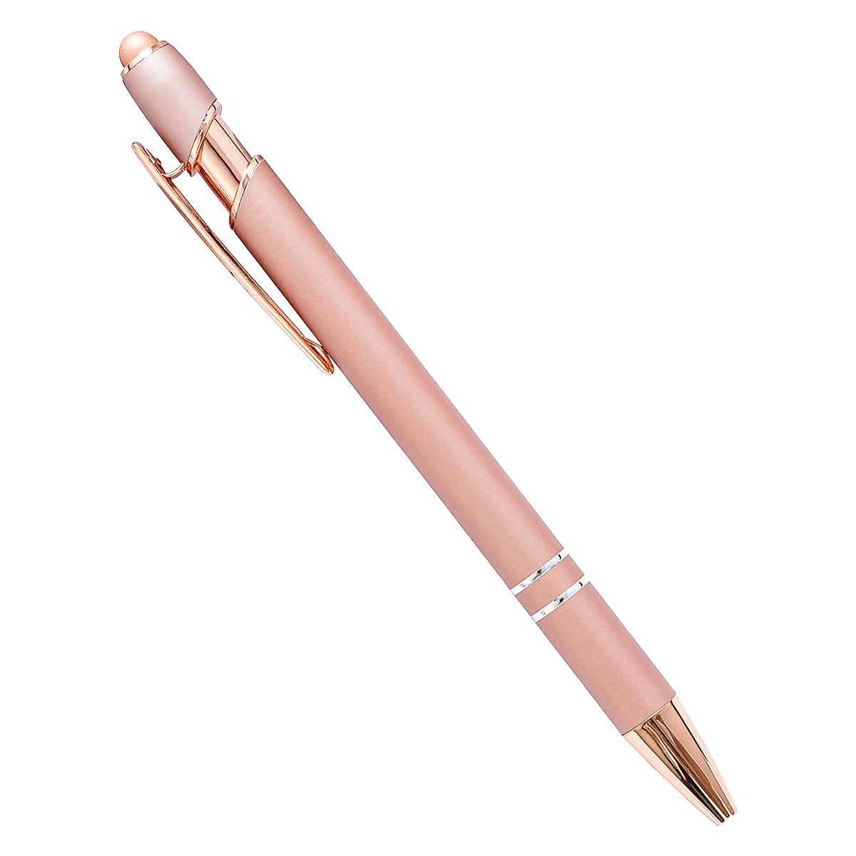 PASISIBICK 12 Pieces Rose Gold Ballpoint Pen with Stylus Tip, 2 in 1 Rose Gold Stylus Pens Stylish Pen, Metal Stylus Pen for Touch Screens, 1.0 mm Black Ink(Pack of 12)