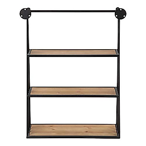 Kate and Laurel Nevin Rustic Three Tier Shelf, 23.25" x 30.25" x 8", Brown and Black, Modern Farmhouse Inspired Wall Storage and Decor