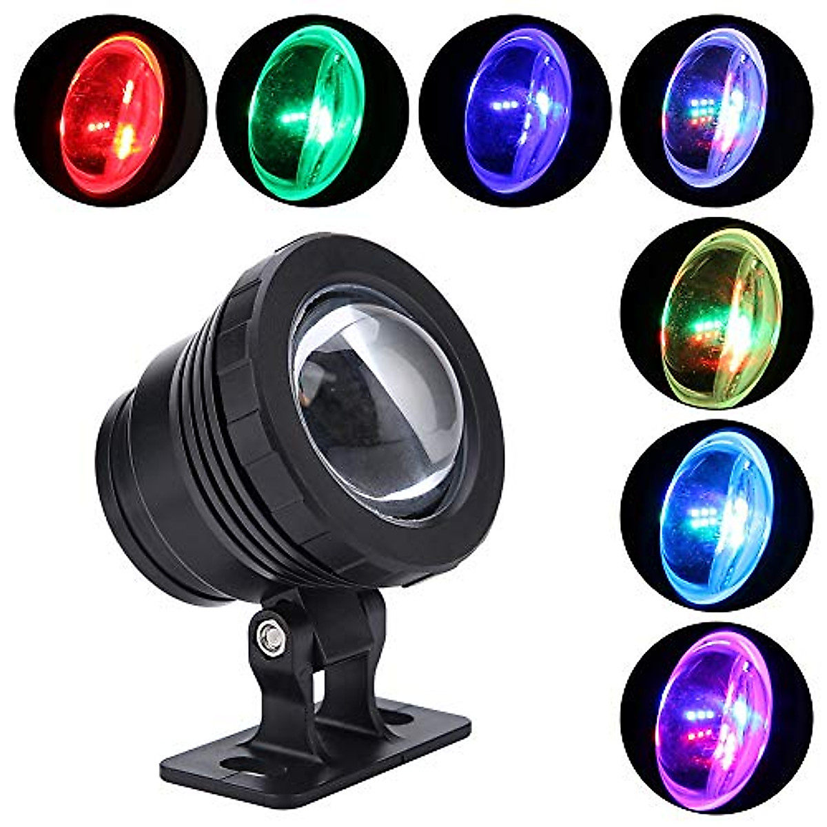 LIYJTK Underwater lamp,RGB LED Underwater Light Waterproof Multi-Color for Outdoor Garden Spotlight Landscape Fountain(10W Black)