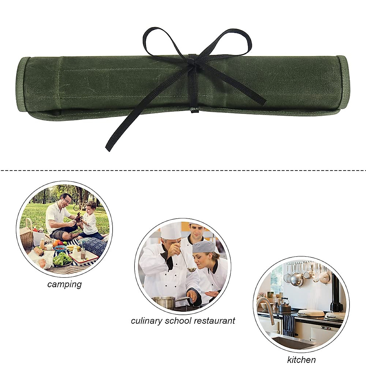 JOINDO Heavy Duty Waxed Canvas Knife Bag, Professional Chef Knife Roll Bag with 6 Slots, Knives Pouch