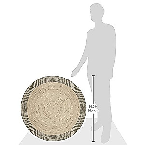 SAFAVIEH Cape Cod Collection 3' Round Ivory / Steel Grey CAP204C Handmade Braided Jute Area Rug
