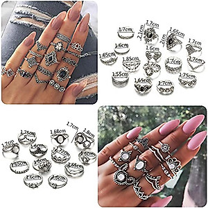 FIBO STEEL 101 Pcs Vintage Knuckle Rings for Women Stackable Midi Finger Ring Set