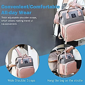 SALIFA Diaper Bag Backpack with Changing Station, Foldable Baby Diaper Bags Large Capacity Waterproof USB Charging Port, Mummy Bag for Baby Boy Girl, Pink